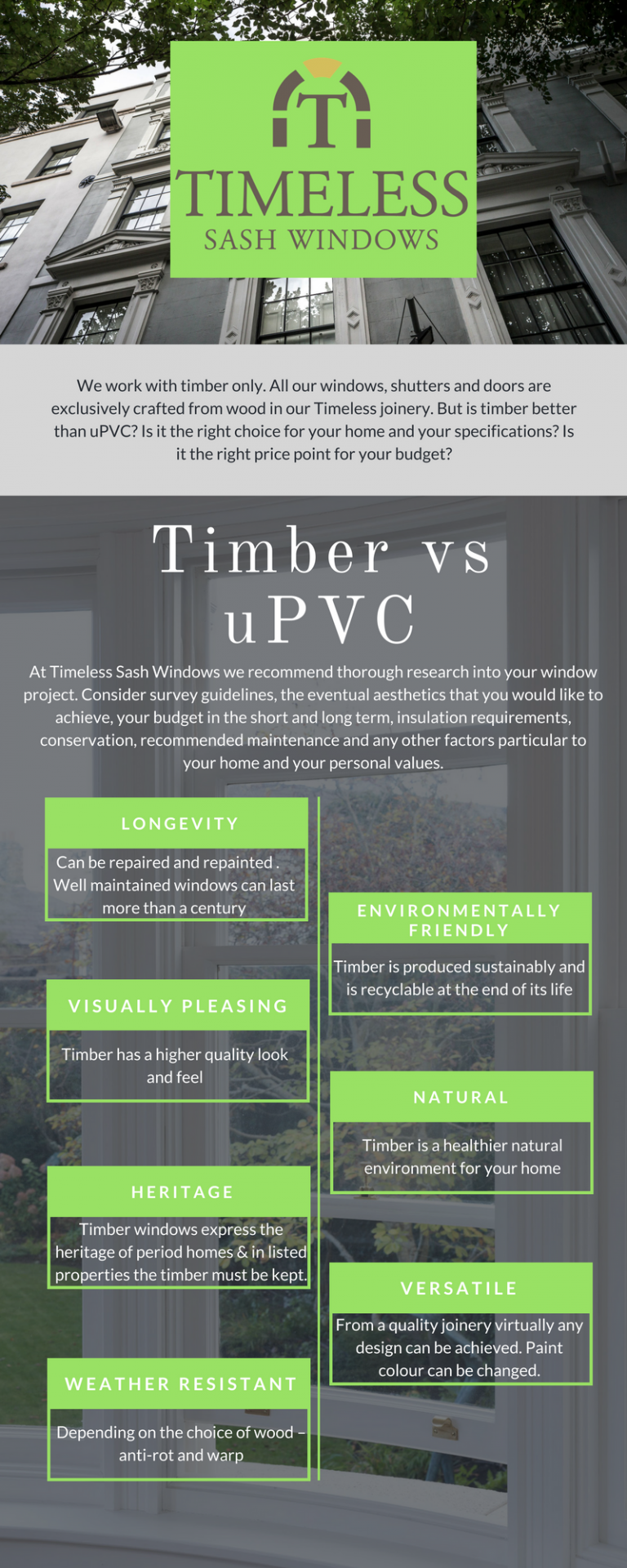 Timber vs PVC infographic - Timeless Sash Windows